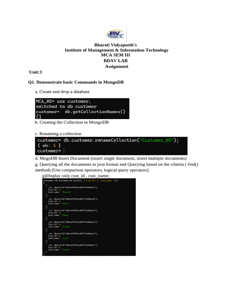 Assignment 3 Unit3 Mongodb | PDF