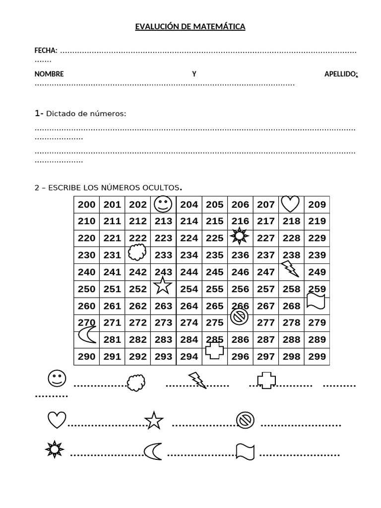 Evaluacion de Matematica 2 Grado | PDF