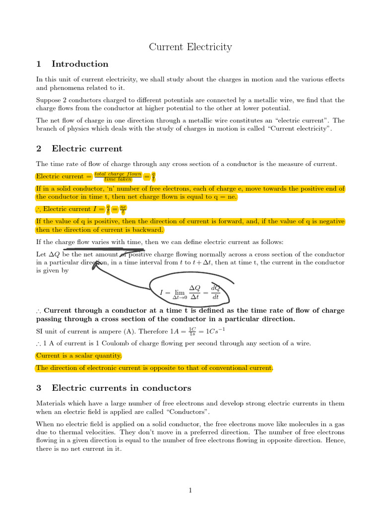 Current Electricity | PDF