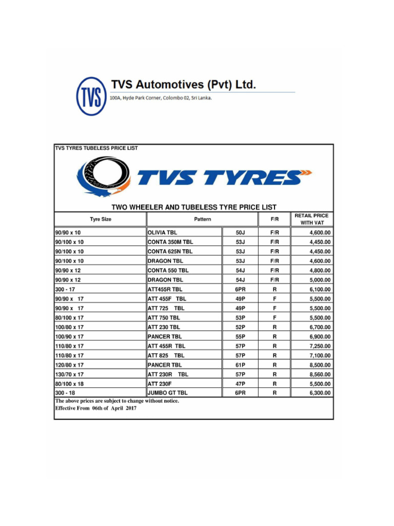 TVS Price List | PDF