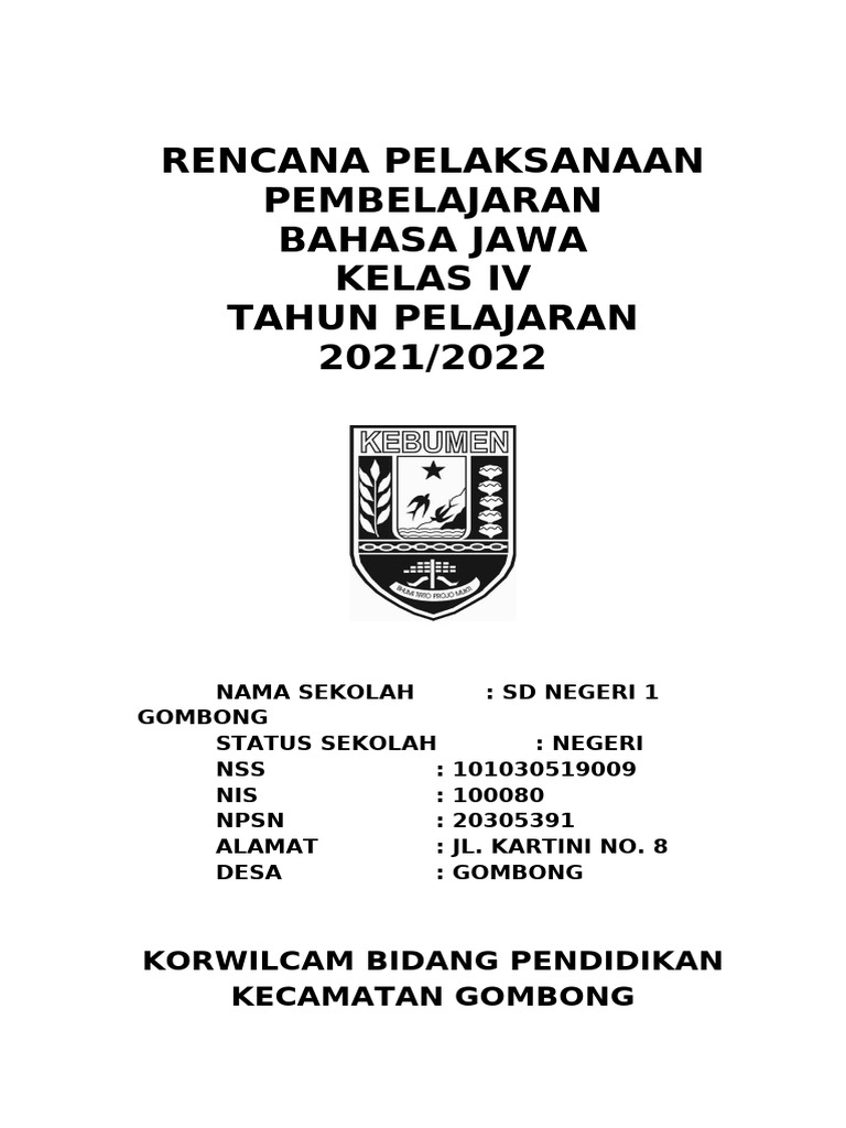 RPP B. JAWA Kelas 4 | PDF
