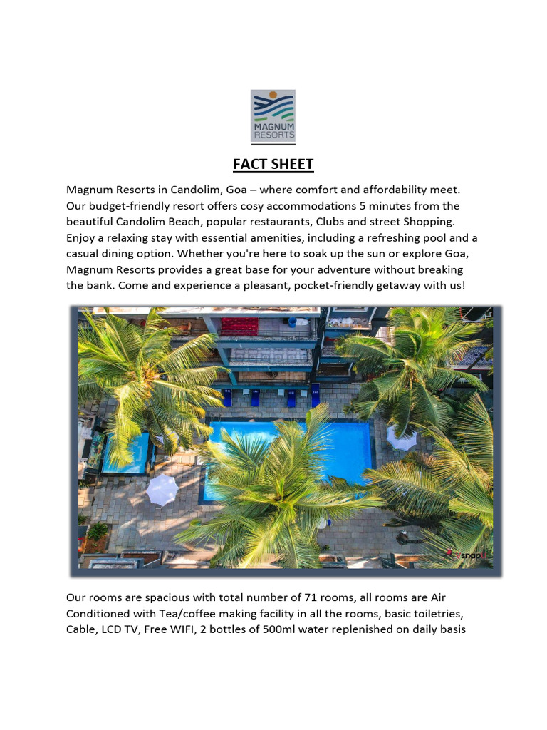 Magnum Resorts Goa - Fact Sheet | PDF