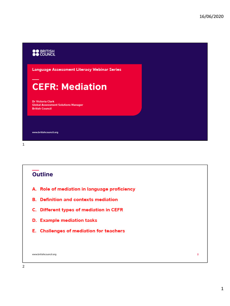 LAL Webinar CEFR MEDIATION Handout | PDF