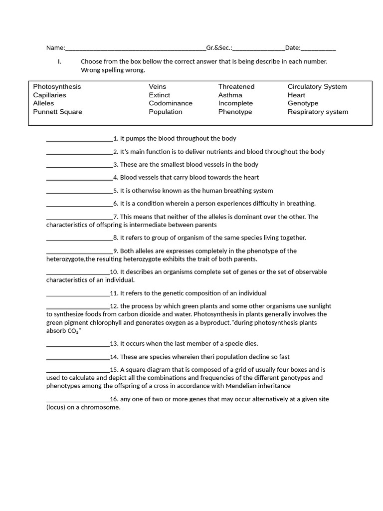 1st Quarter Quiz Grade 9 Science | PDF