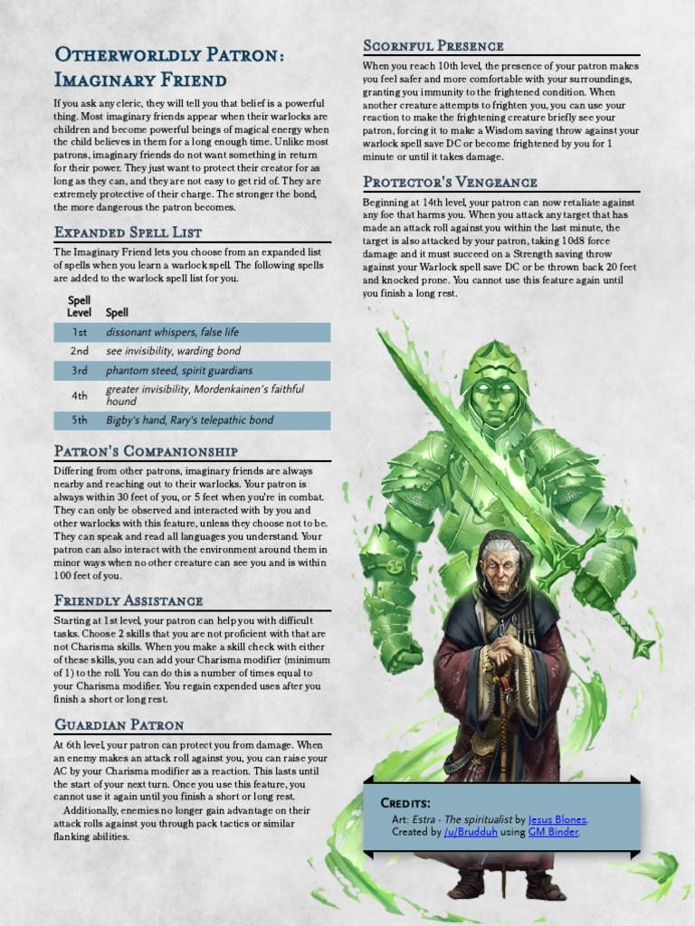 Otherworldly Patron Imaginary Friend GM Binder | PDF