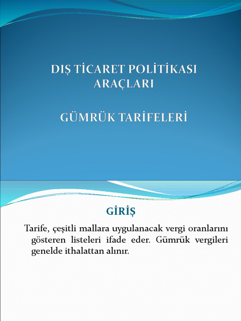 SLAYT - 3 - Gümrük Tarifeleri | PDF
