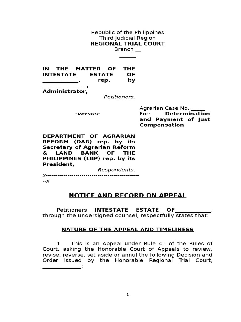 Record-on-Appeal Template | PDF