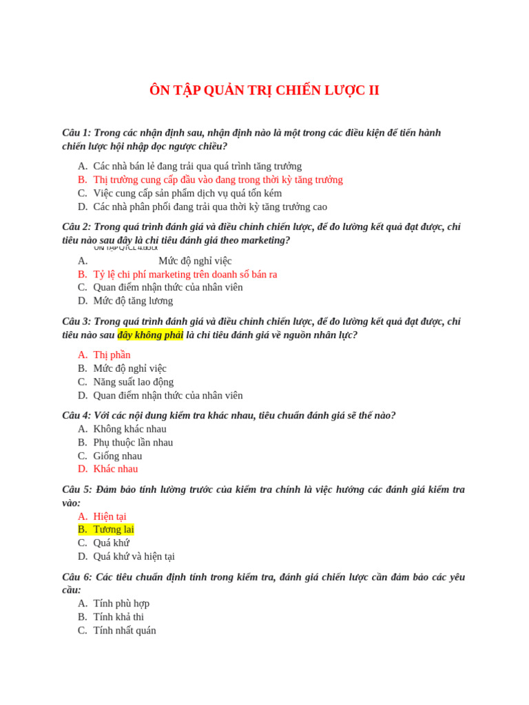 ÔN TẬP QTCL 2 | PDF