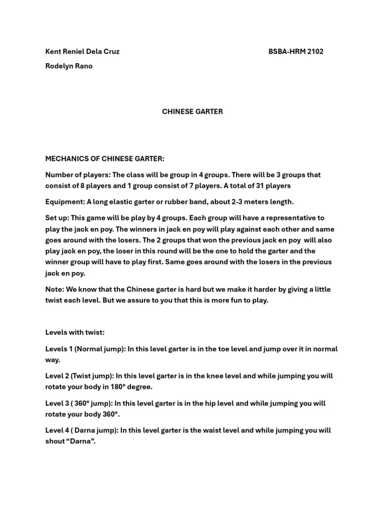 Mechanics in Chinese Garter 1 | PDF