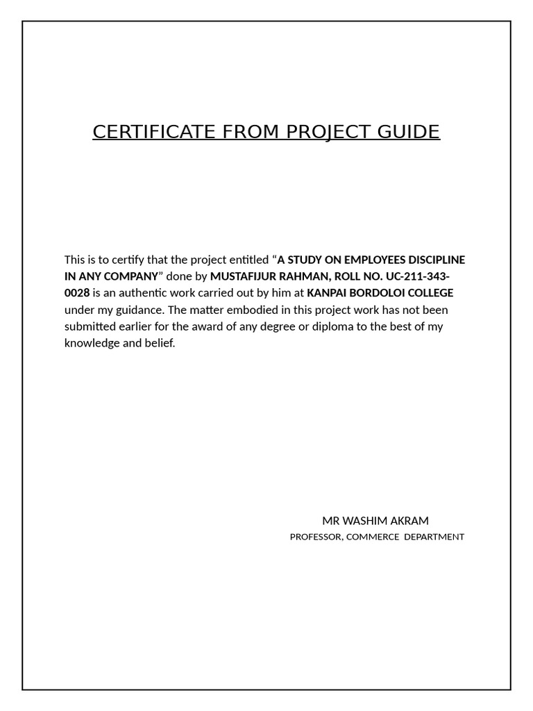 Certificate From Project Guide | PDF