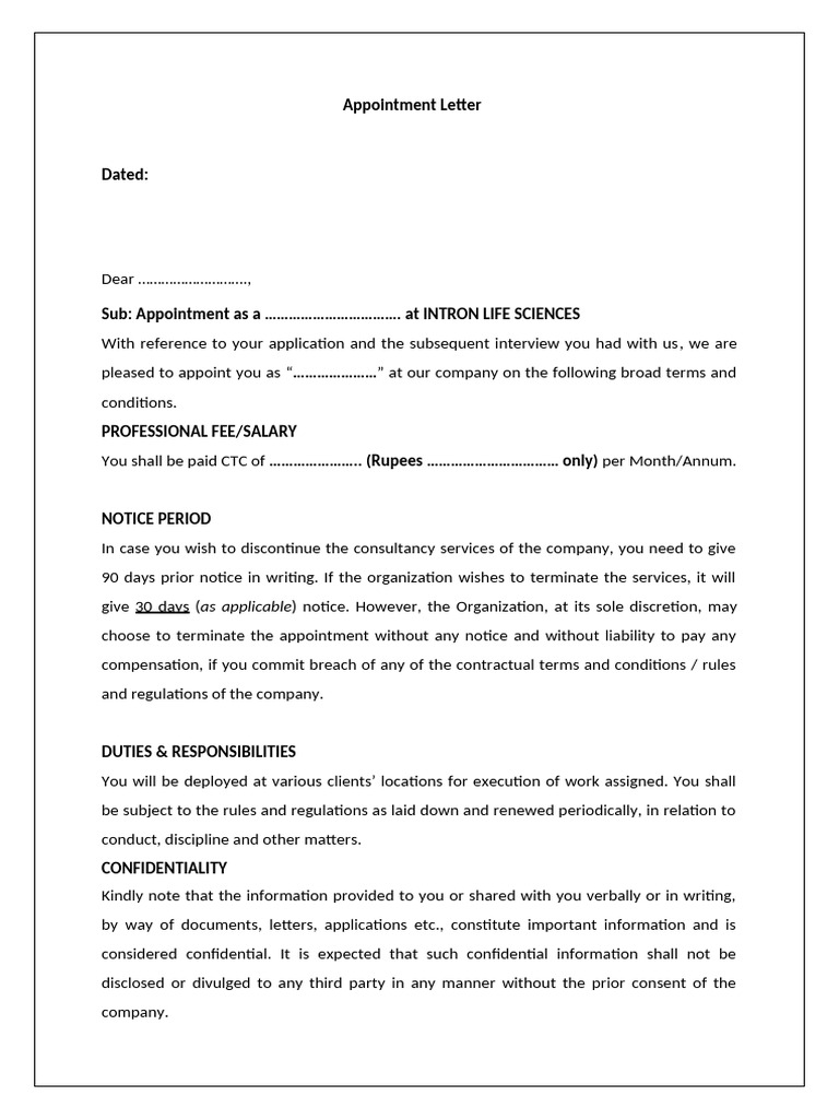 Appointment Letter | PDF