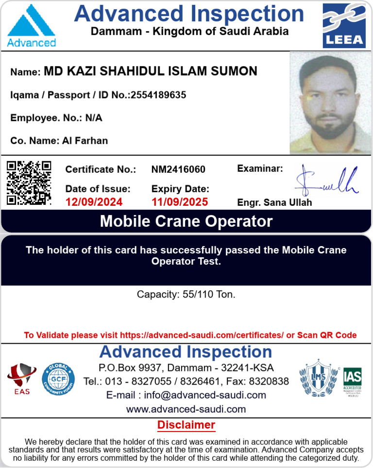 Mobile Crane Operator TUV | PDF