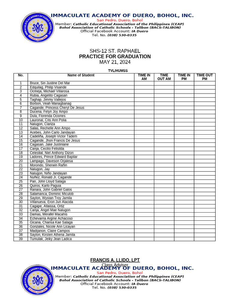 Attendance Practice | PDF