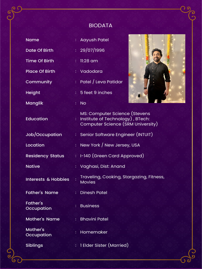 Aayush Biodata | PDF