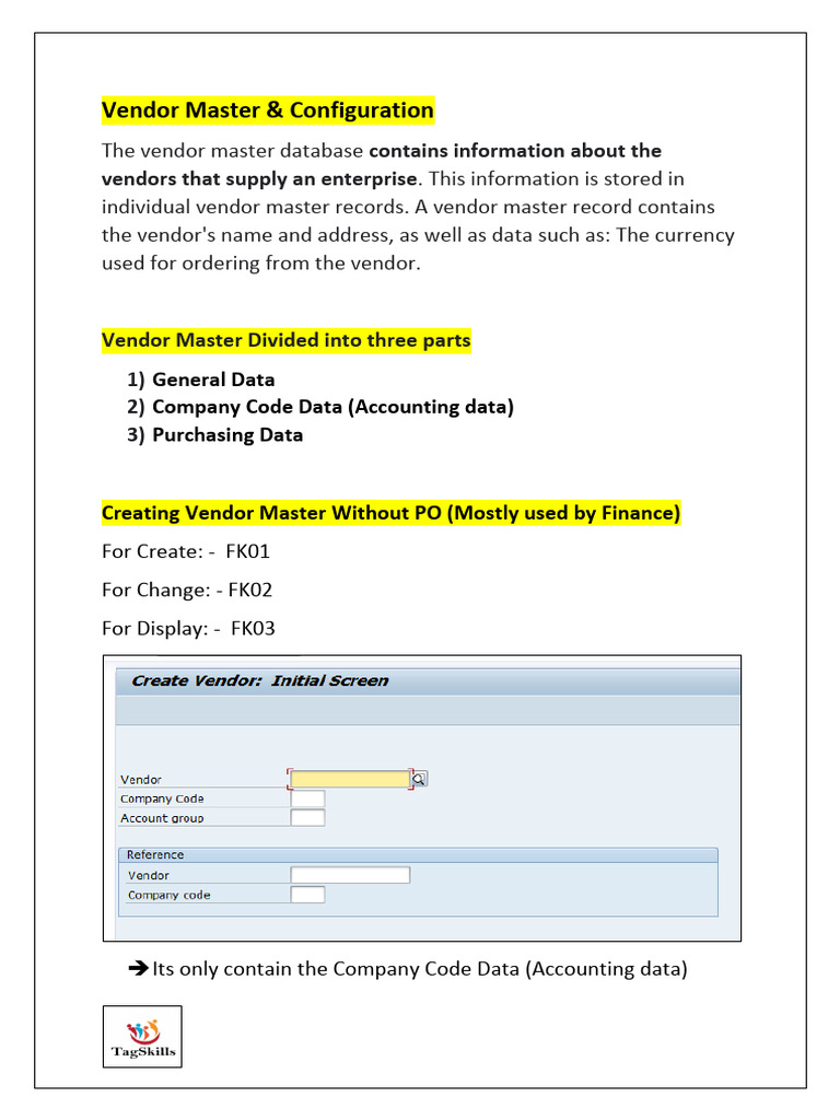 Vendor Master & Configuration | PDF