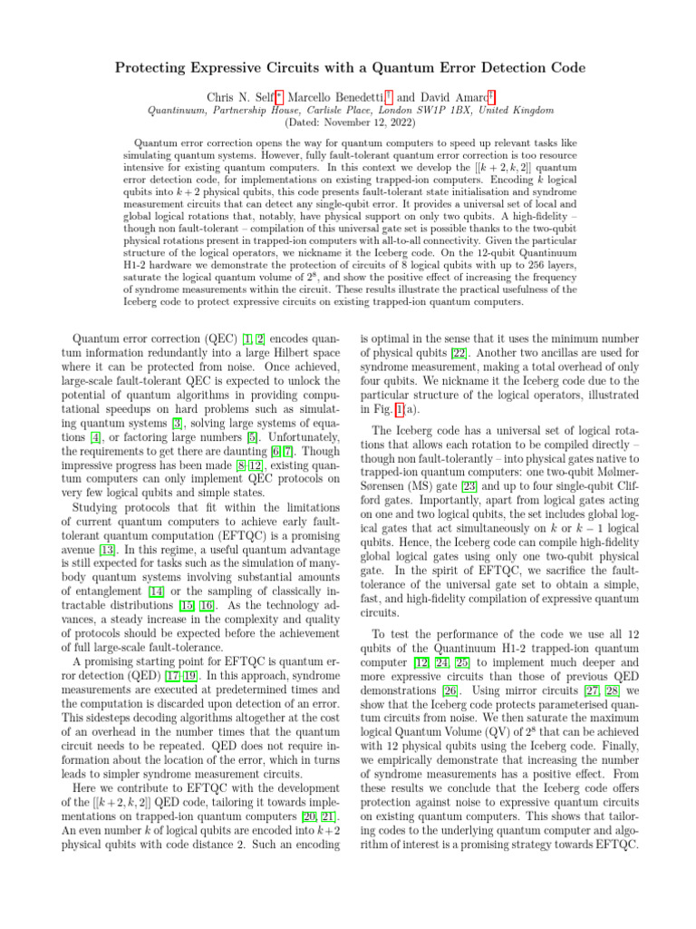 Protecting Expensive Circuits With Quantum Error Detection Code From 2022 Arhiece | PDF