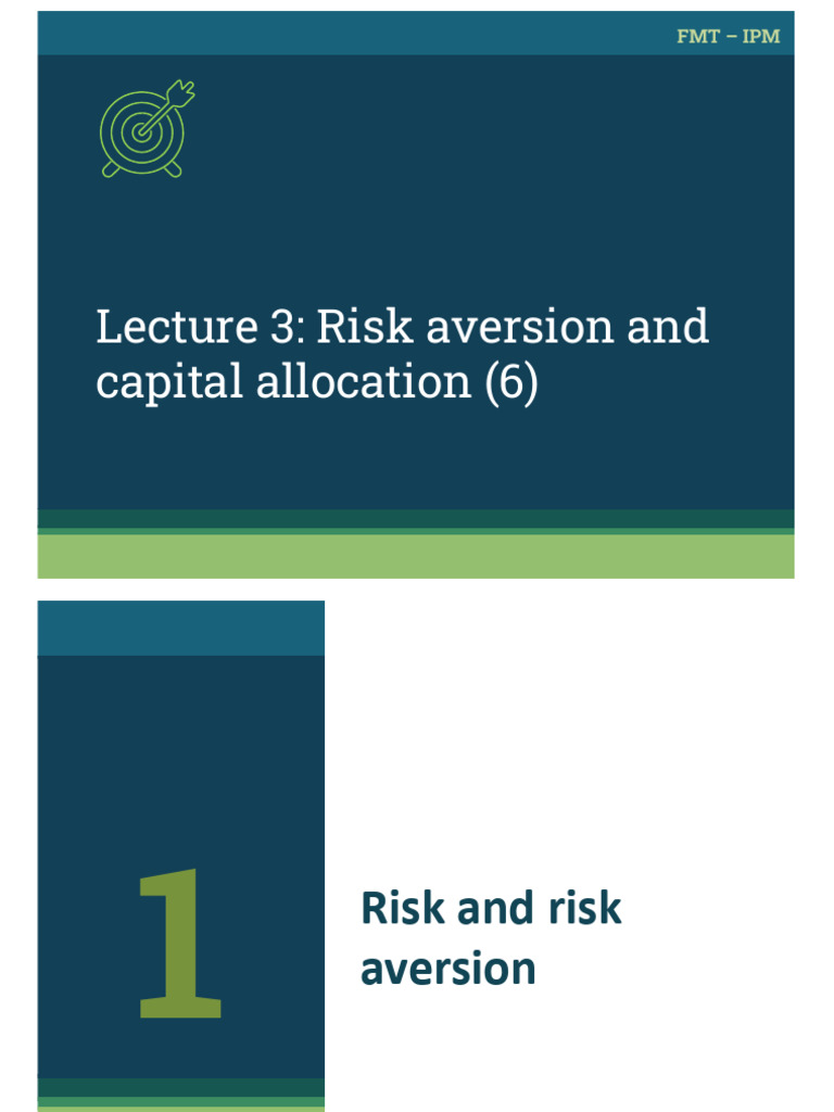 Lecture 3 Risk Aversion and Capital Allocation | PDF