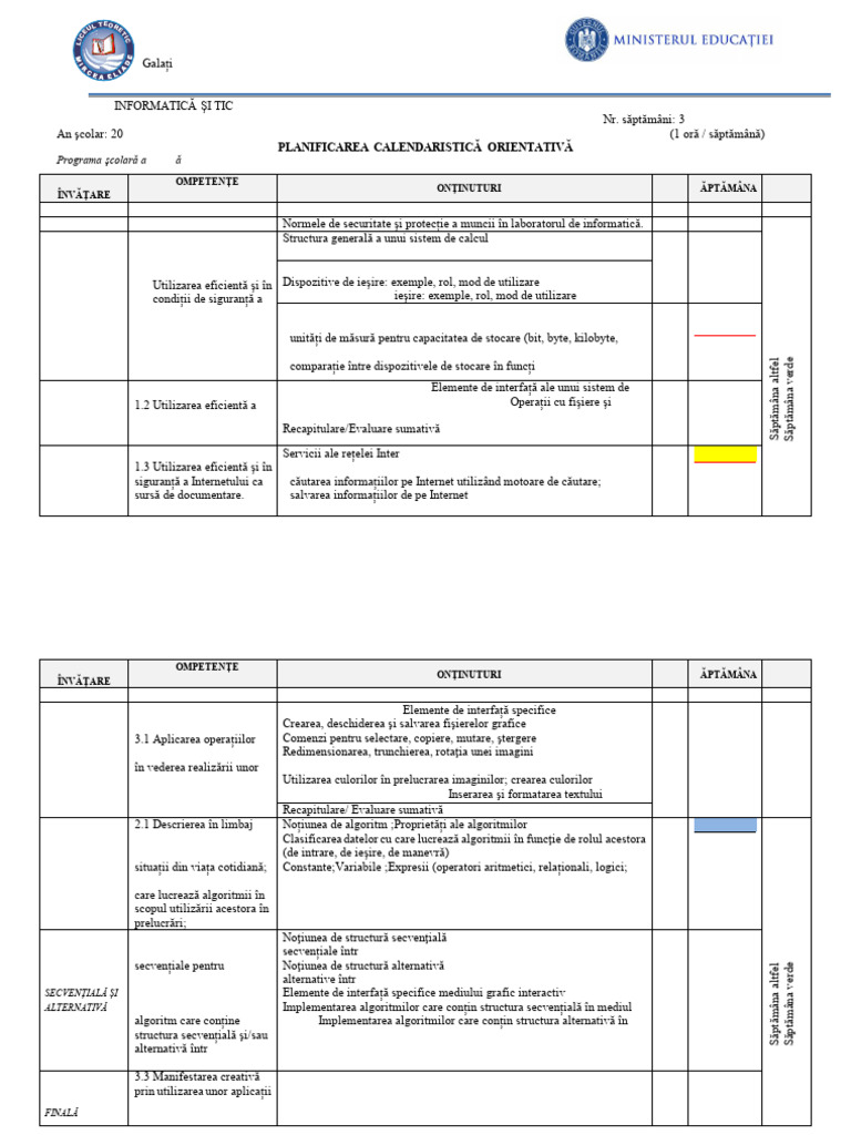 5 Planificare Orientativa | PDF