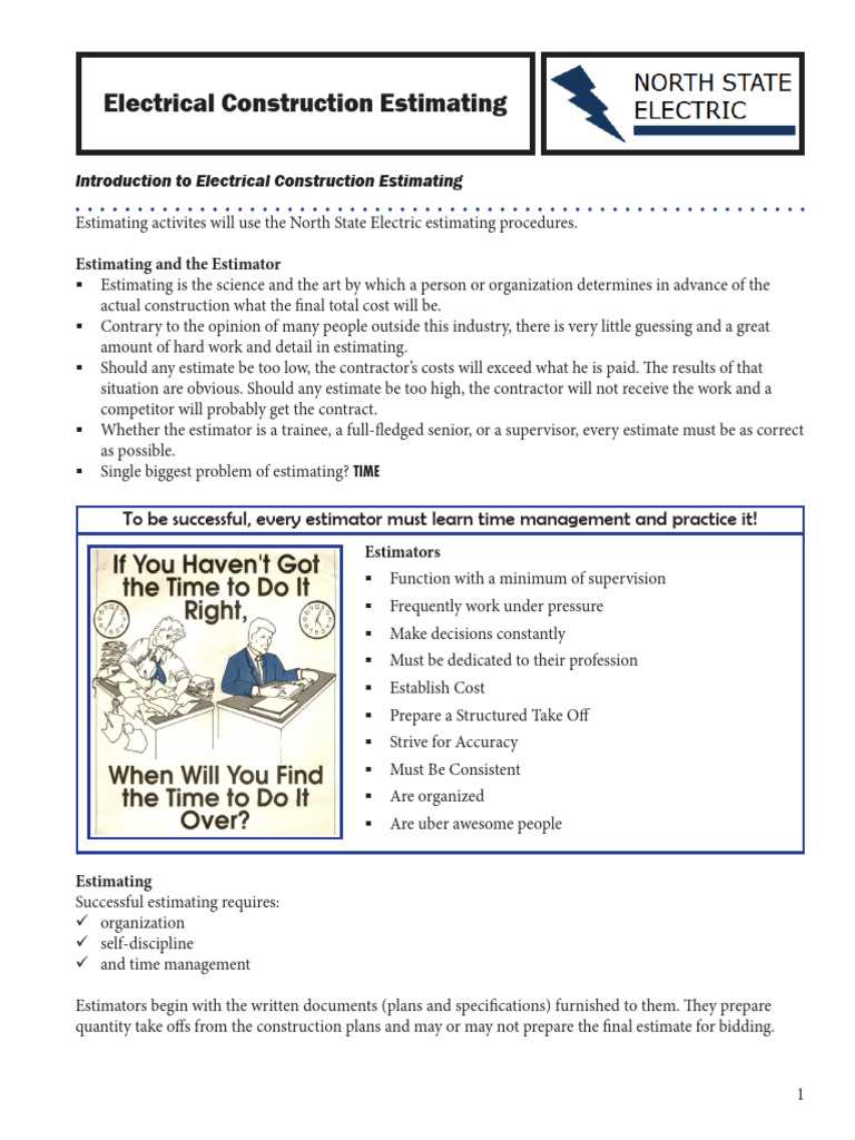 Introduction to Electrical Construction Estimating | PDF