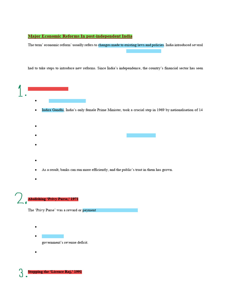 M4 Economic Reforms in Post Independence India | PDF | Economic Growth ...