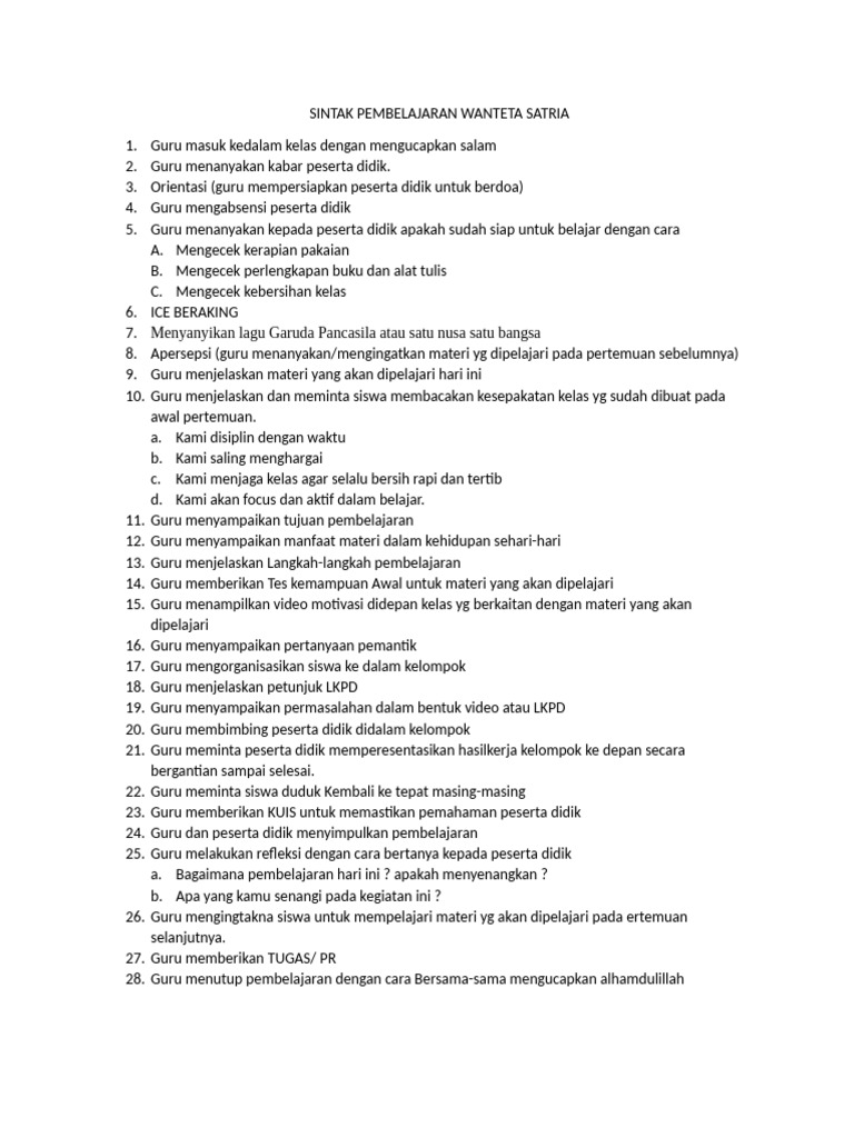 Sintak Pembelajaran | PDF