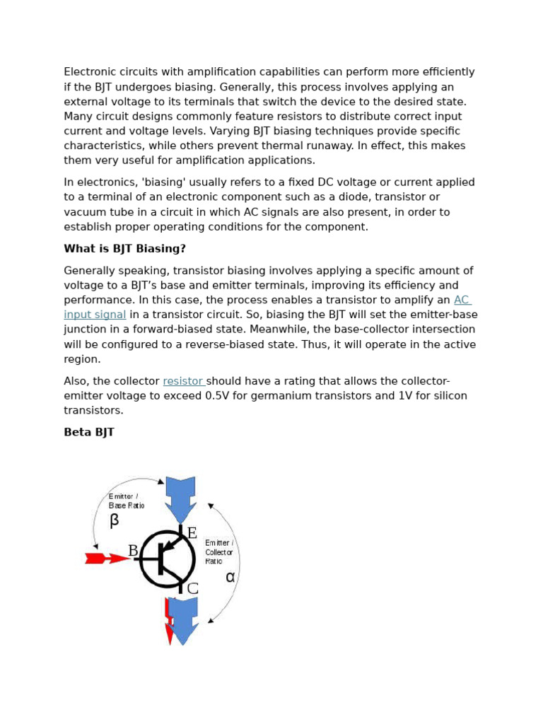 BJT Biasing Techniques for Amplification | PDF | Bipolar Junction ...