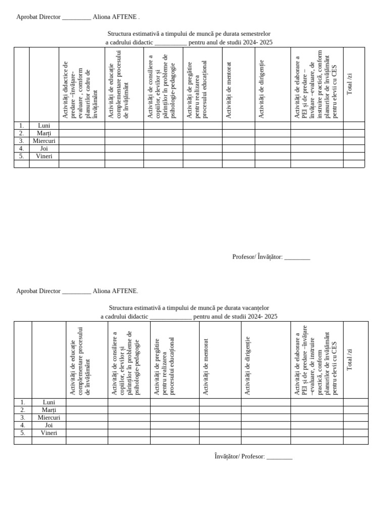 Structura Estimativă A Timpului de Muncă | PDF