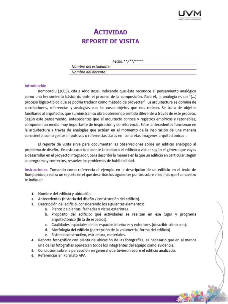 U1 - Actividad 2 - Reporte de Visita | PDF