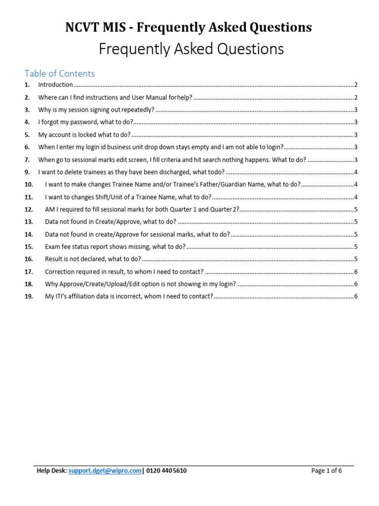 NCVT Mis Faq | PDF