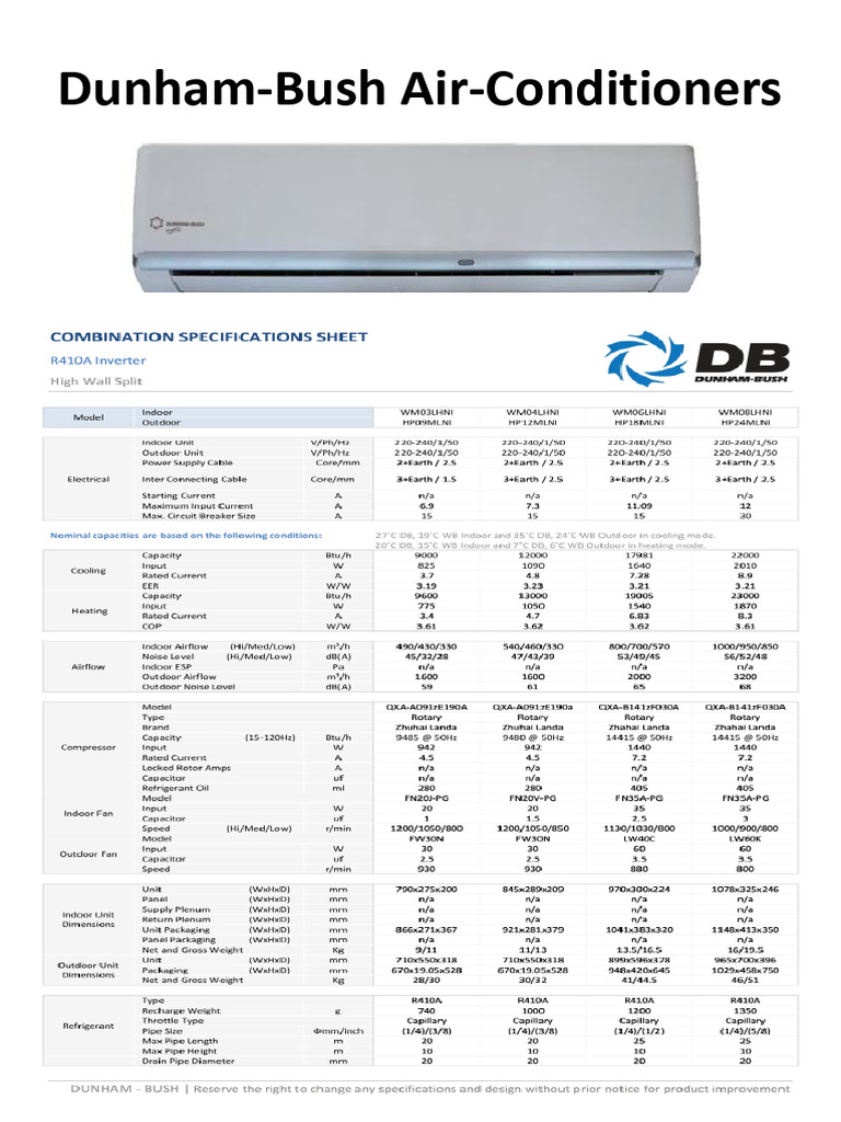 Dunham Bush Split AC Catalogue | PDF