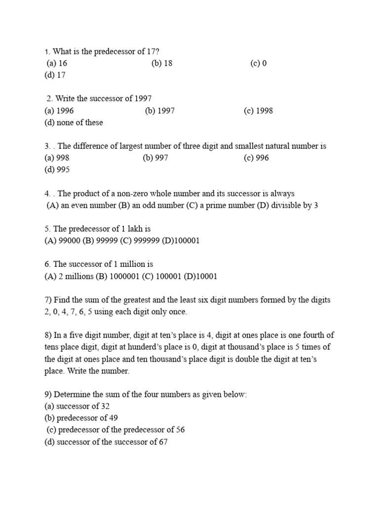 Worksheet 3 - Whole Numbers | PDF