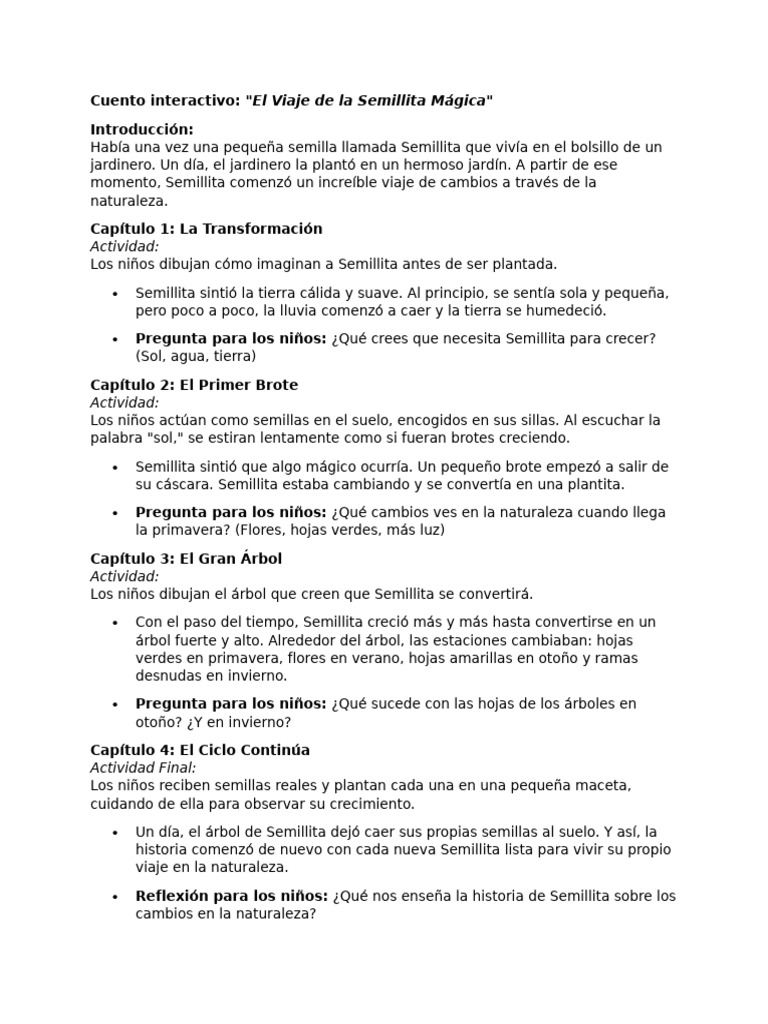 Cuento Interactivo La Semilla Magica Pdf