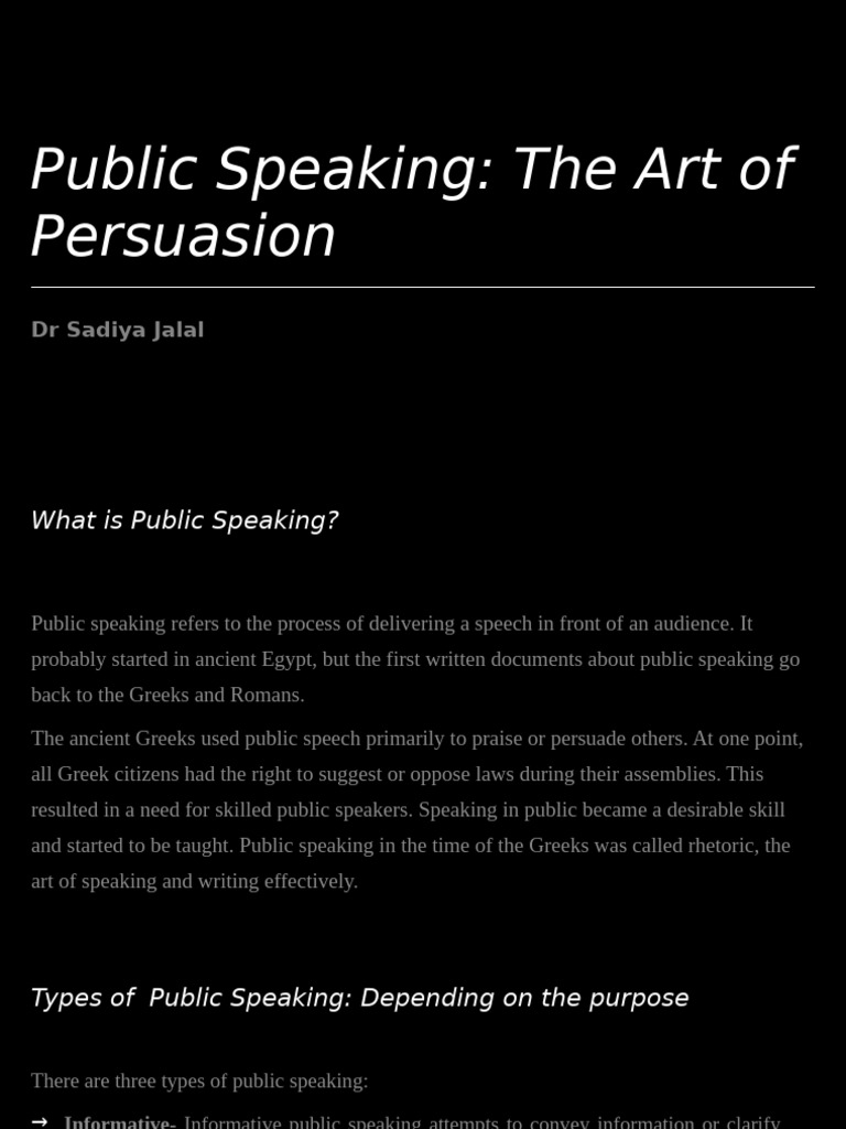 The Art of Public Speaking | PDF