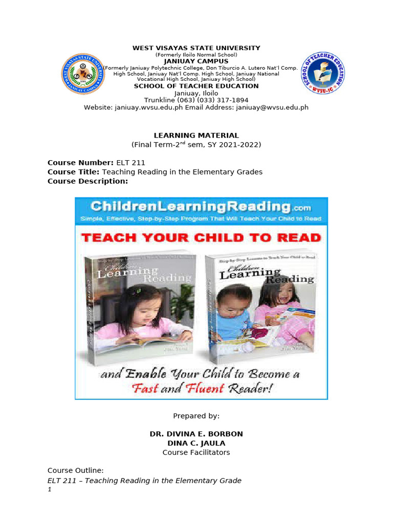 Teaching Reading Final Term 4.10.22 | PDF