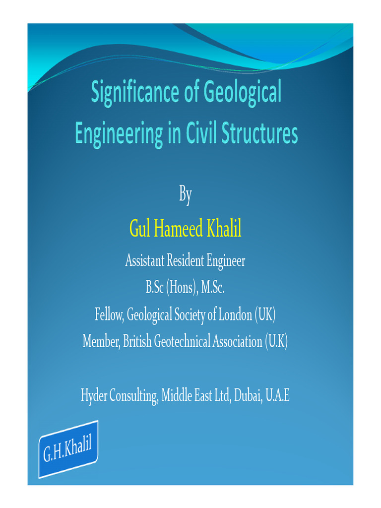 Significance of Geological Engineering I | PDF