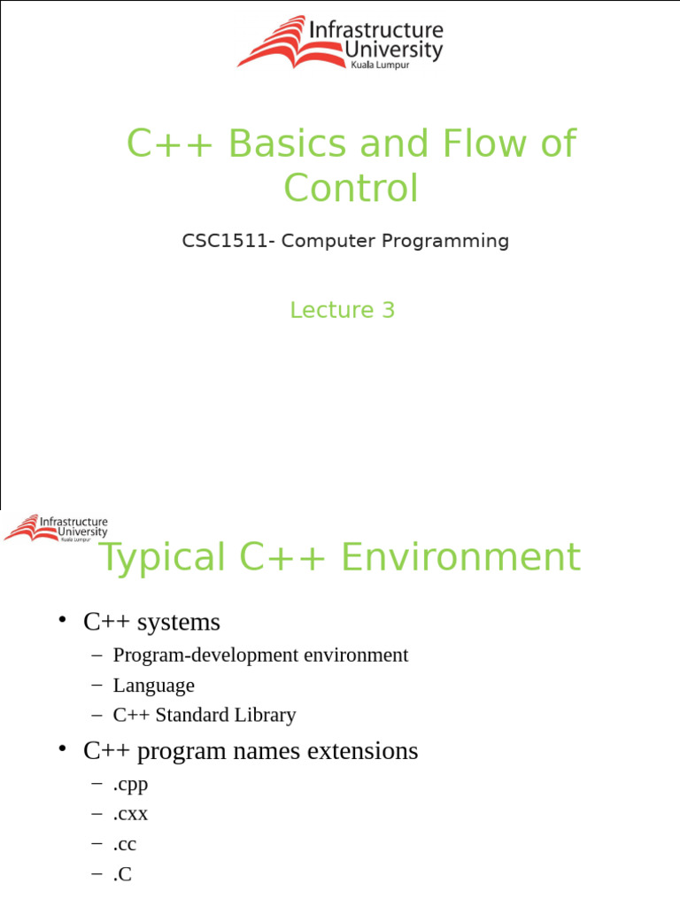 Lecture3 - Basics and Flow of Control | PDF