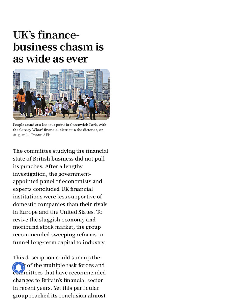 UK's Finance-Business Chasm Is As Wide As Ever - The Daily Star | PDF