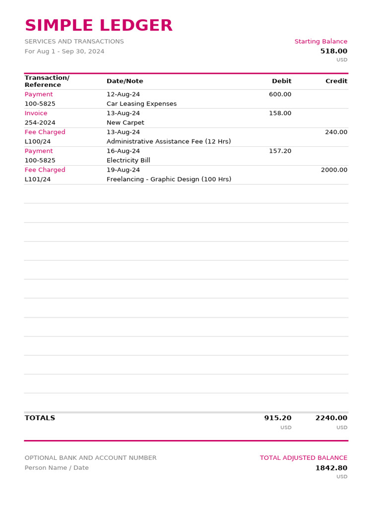 Simple Ledger Template | PDF
