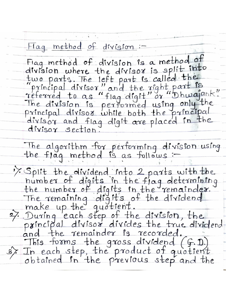 Vedic Mathematics - Flag Method of Division - Theory | PDF