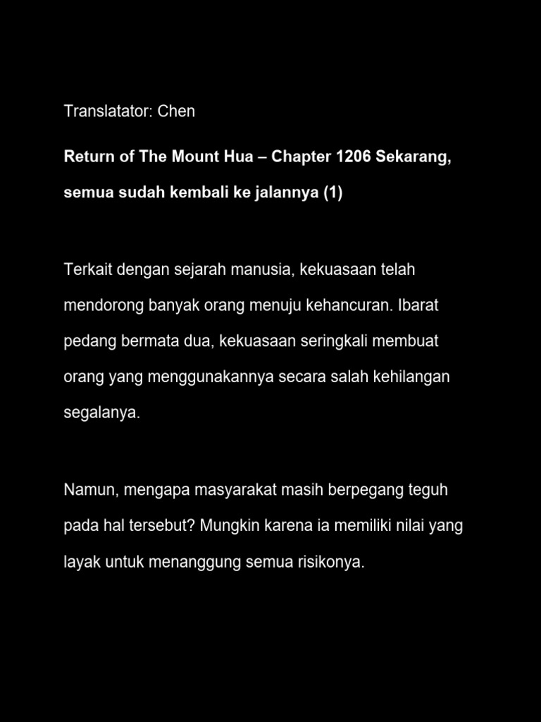 Return of The Mount Hua Chapter 1206 DARK | PDF