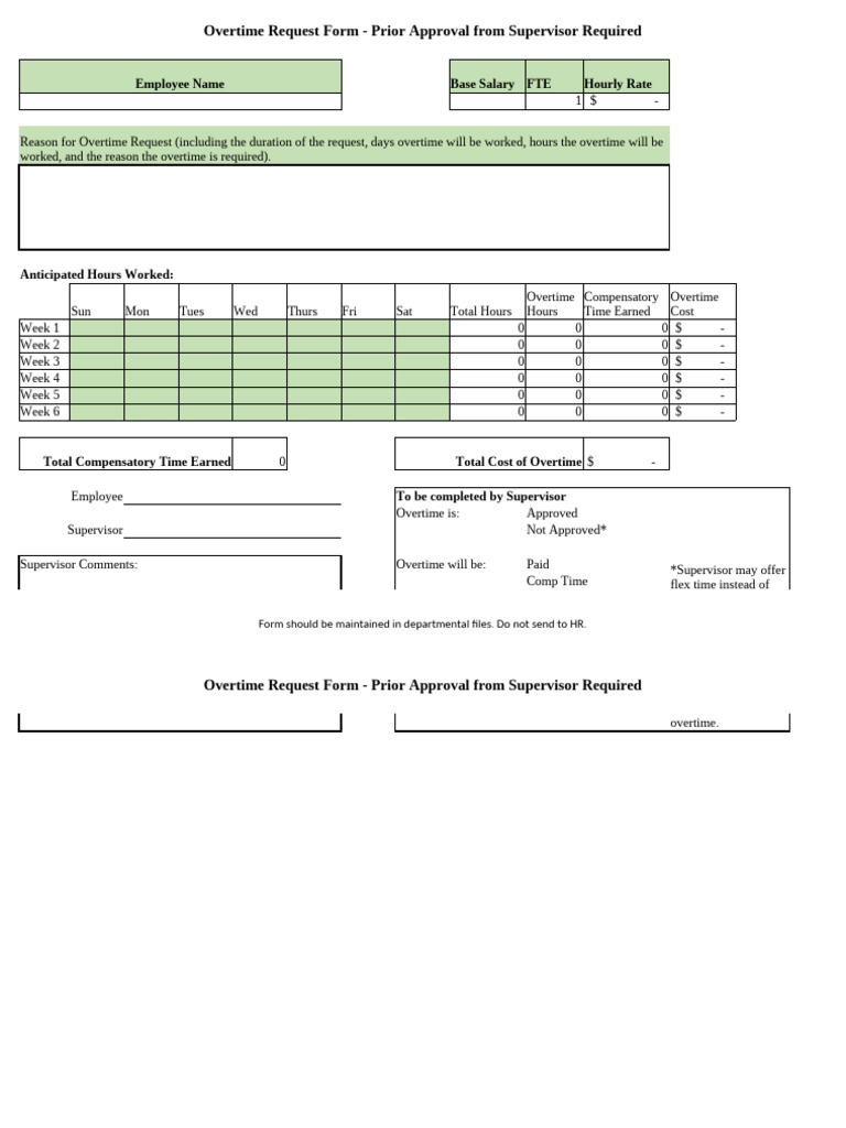 Sample Overtime Approval Form | PDF
