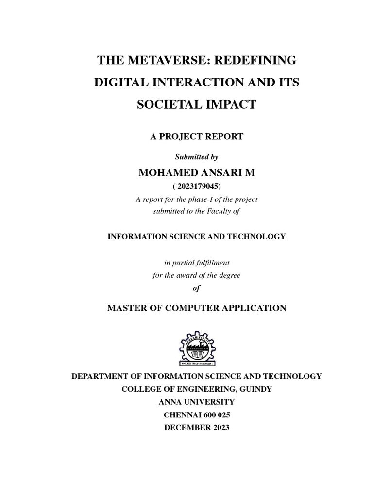 Thesis On Metaverse | PDF