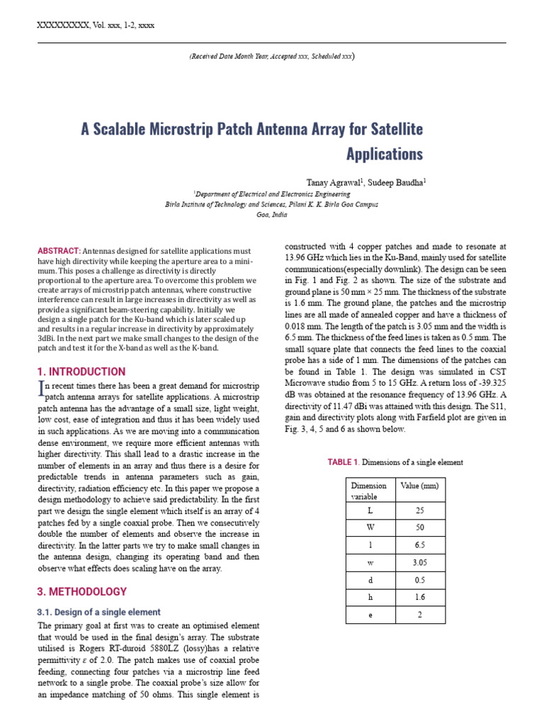 A Scalable Microstrip Patch Antenna Array For Satellite Applications ...