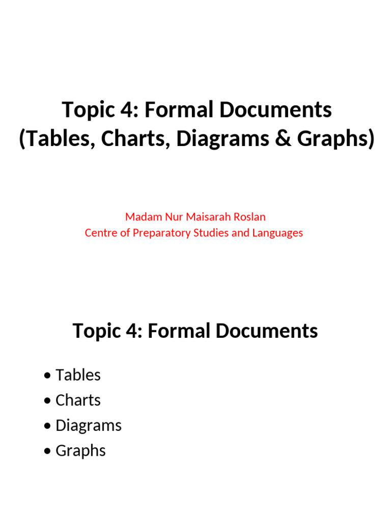 Topic 4 - Formal Documents (Table, Chart, Diagram, Graph) | PDF | Chart ...