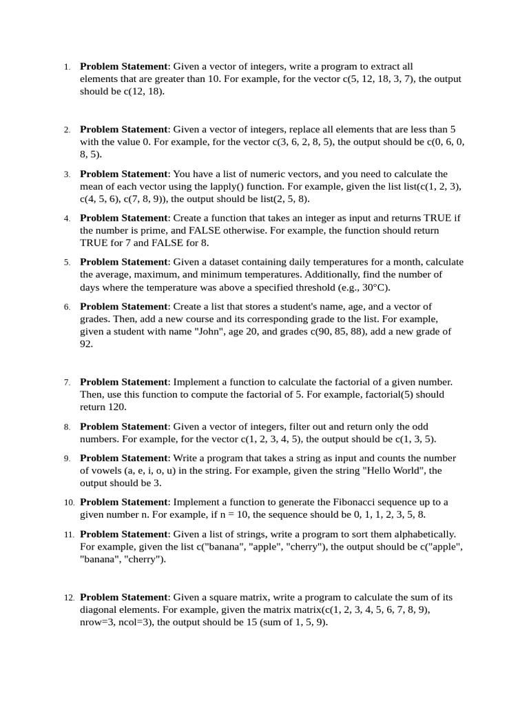 Problem Statement DS | PDF