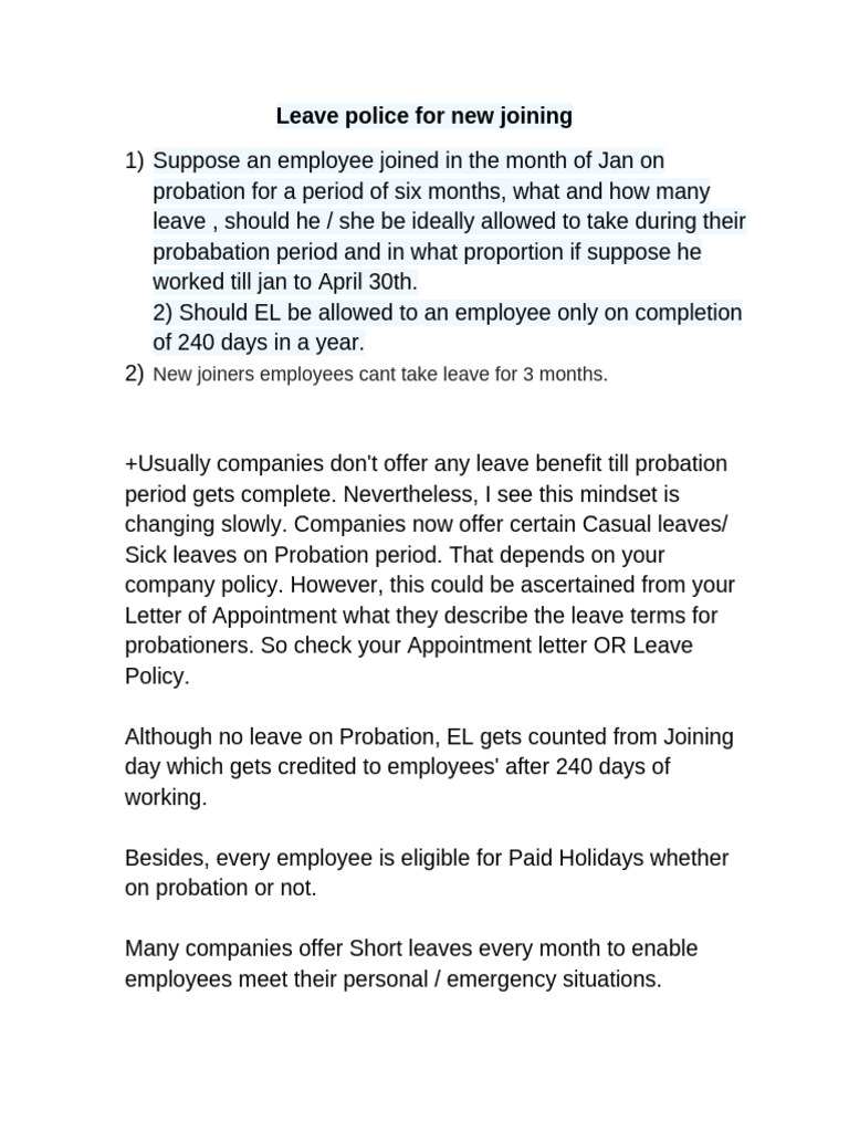 Leave Police For New Joining | PDF