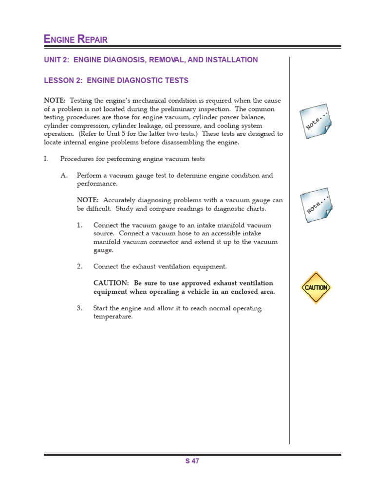 Engine Diagnostic Tests | PDF