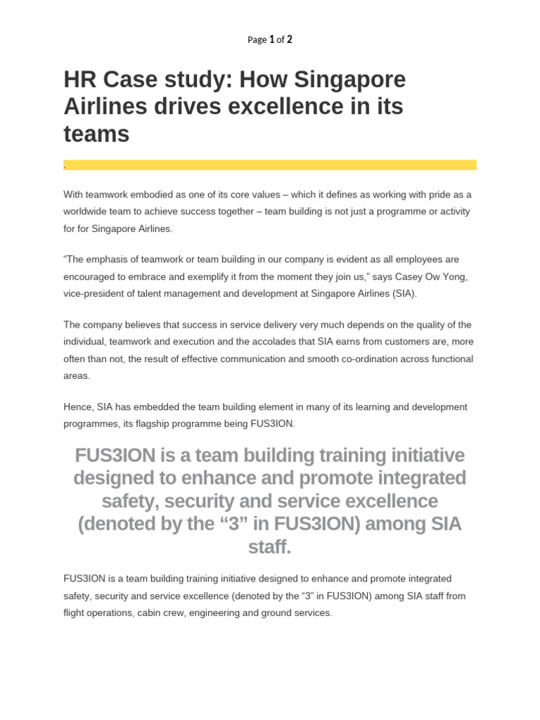 Case Study Singapore Airlines | PDF