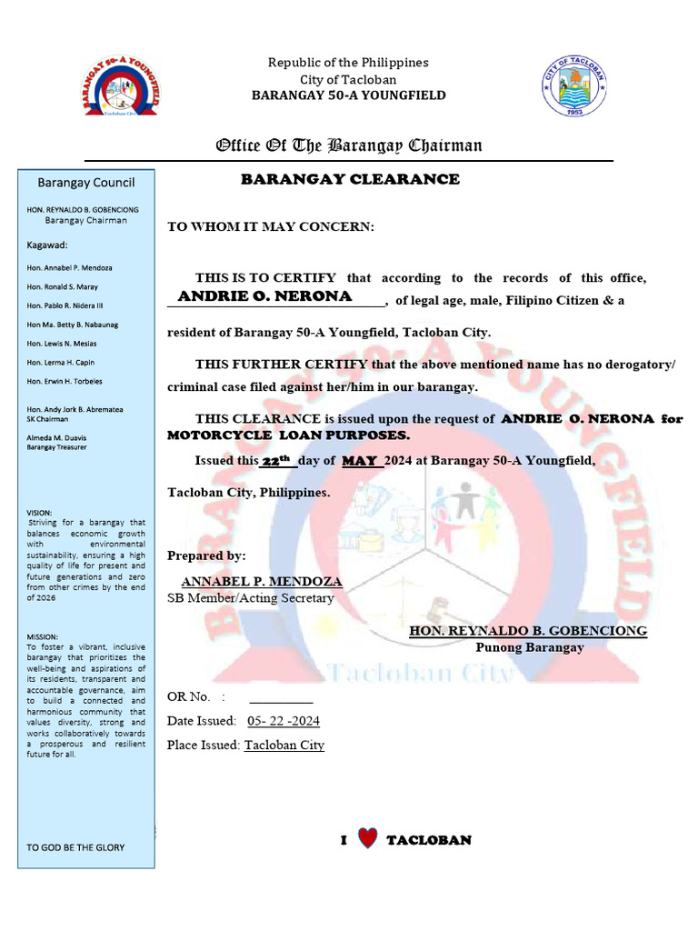 Office of The Barangay Chairman | PDF