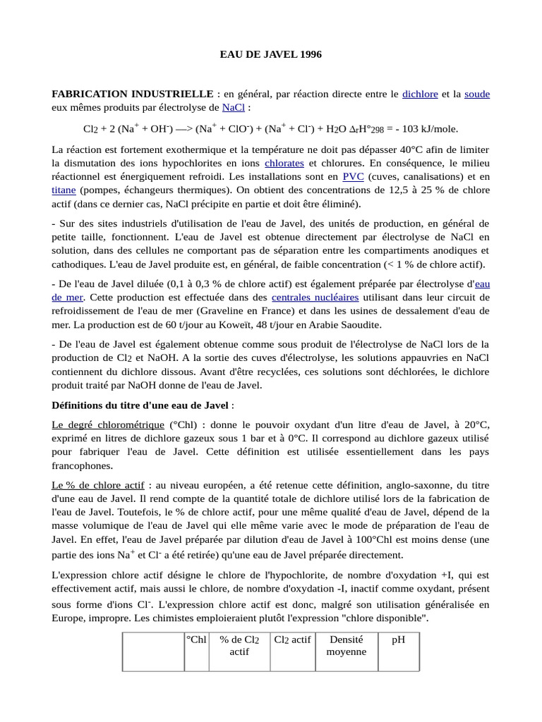 Eau de Javel 1996 | PDF
